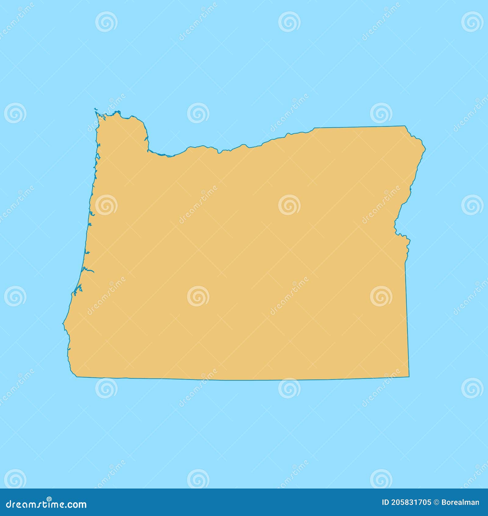Map of the Oregon stock vector. Illustration of states - 205831705
