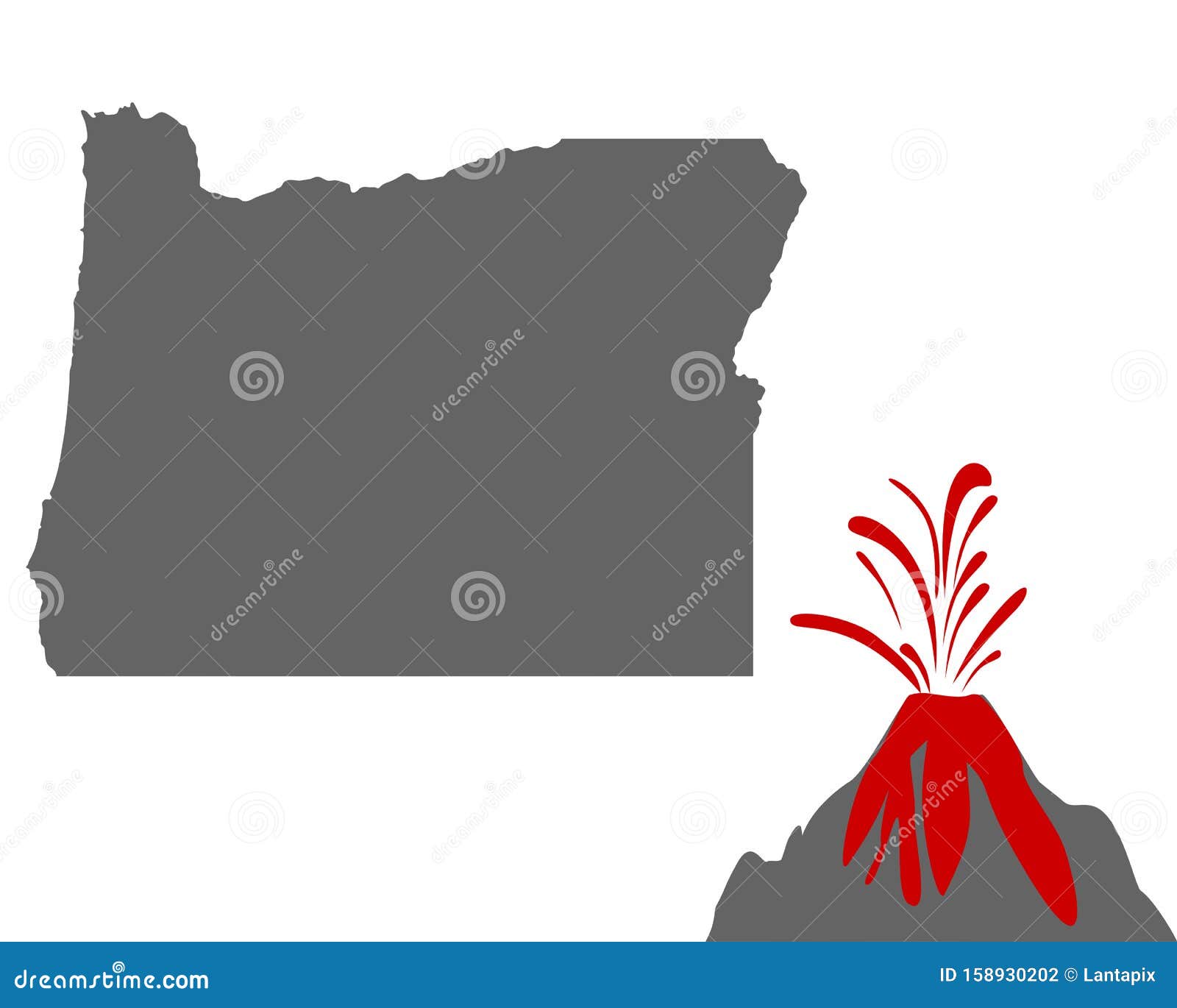 Map of Oregon with volcano stock vector. Illustration of mountain ...