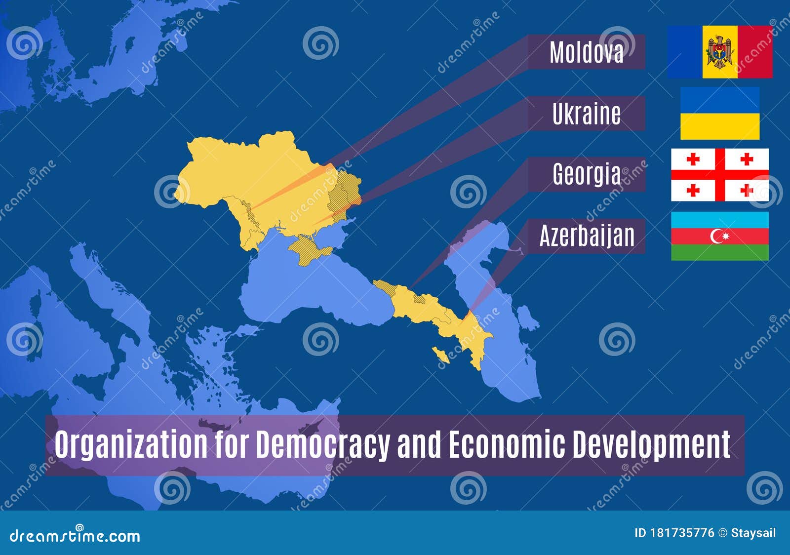 Map Of The Organization For Democracy And Economic Development. Vector ...