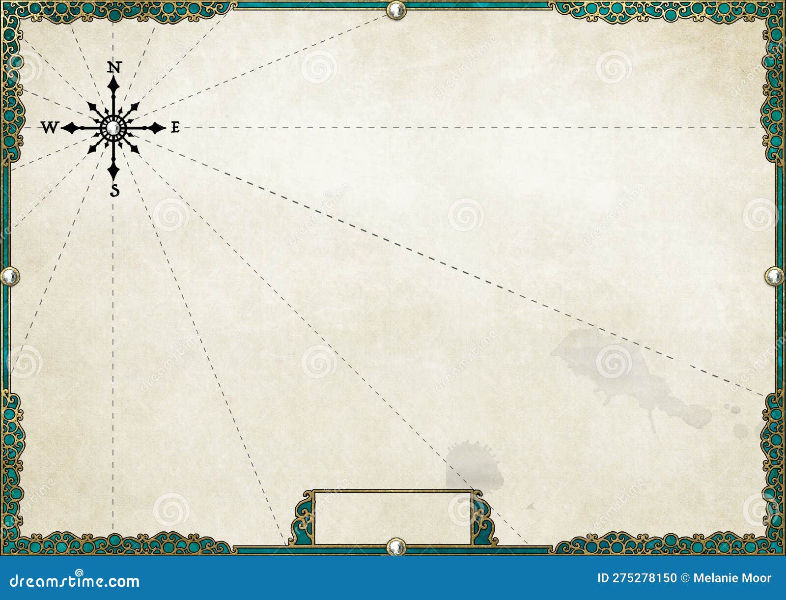 Ornate Frame on Paper with Compass for Fantasy Map Stock Illustration ...
