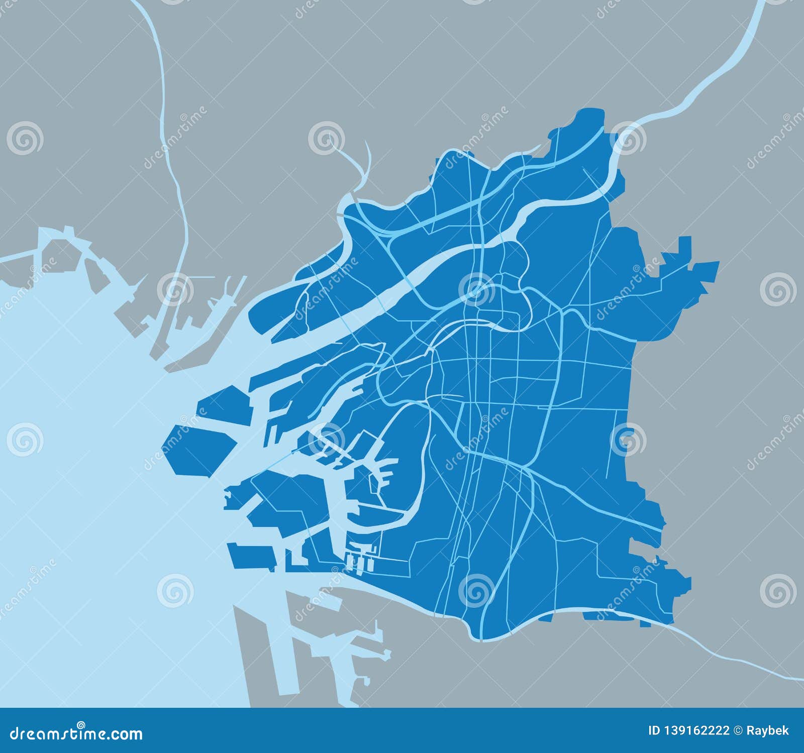 Map of Osaka stock illustration. Illustration of roads - 139162222
