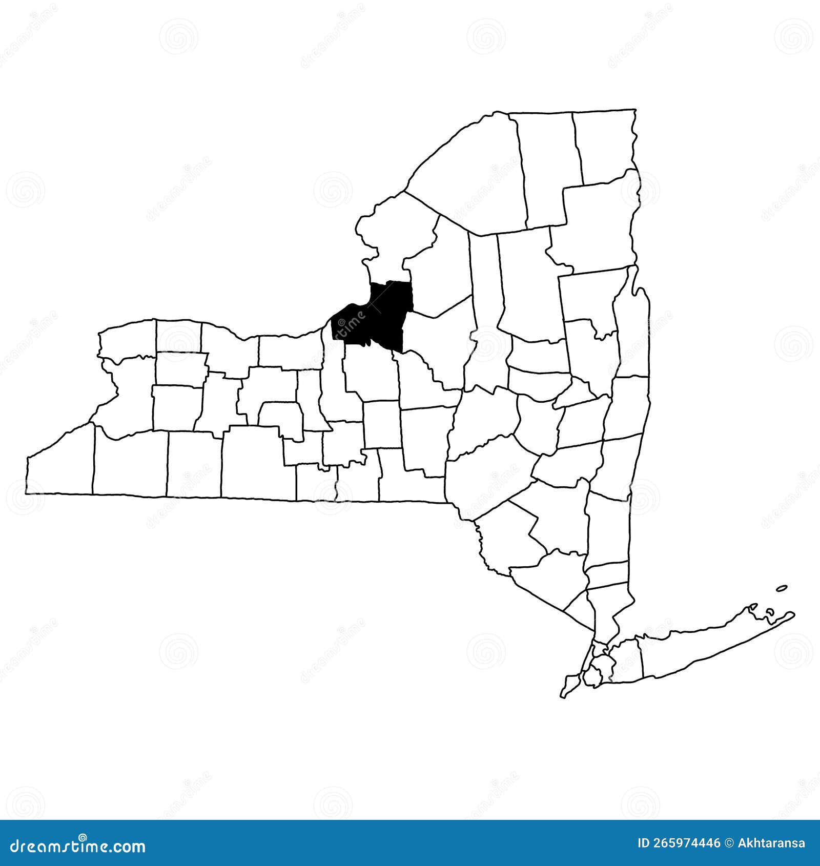Map of Oswego County in New York State on White Background. Single ...