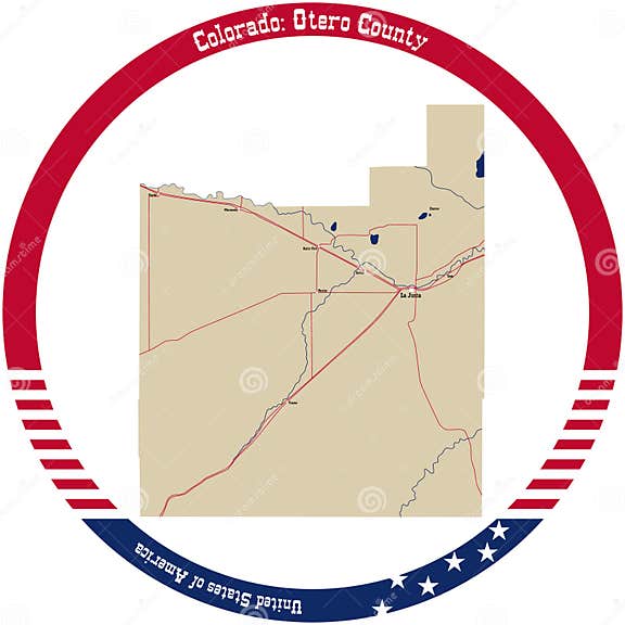 Map of Otero County in Colorado, USA Stock Vector - Illustration of ...