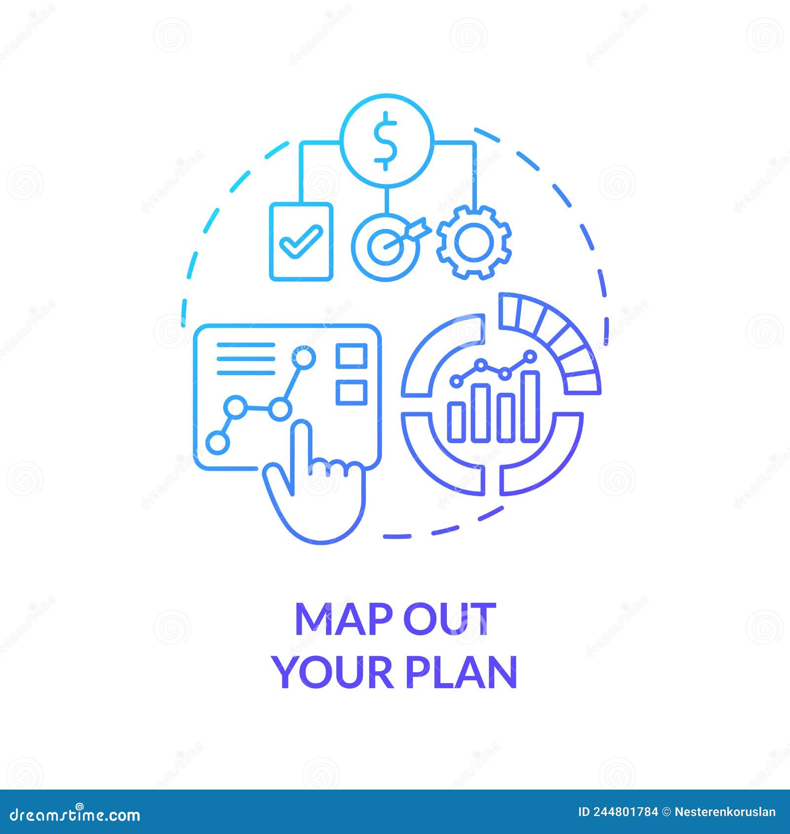 Map Out Your Plan Blue Gradient Concept Icon Stock Vector ...