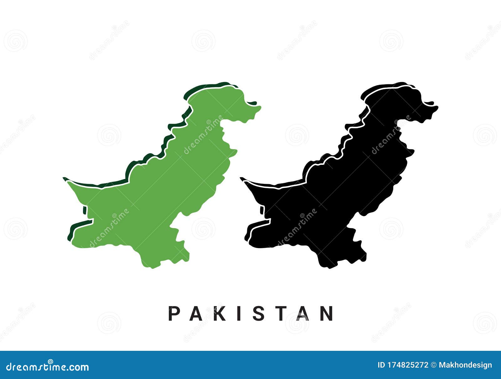 Map of Pakistan Color and Black on White Background Stock Vector ...