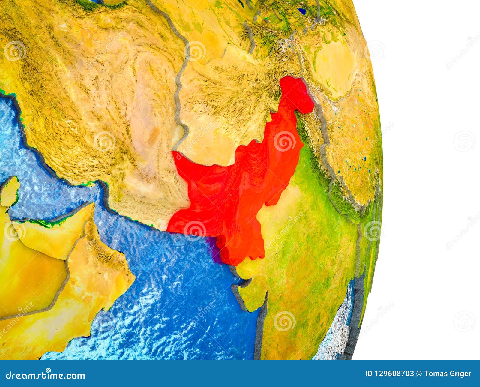 Map of Pakistan on 3D Earth Stock Illustration - Illustration of asia ...