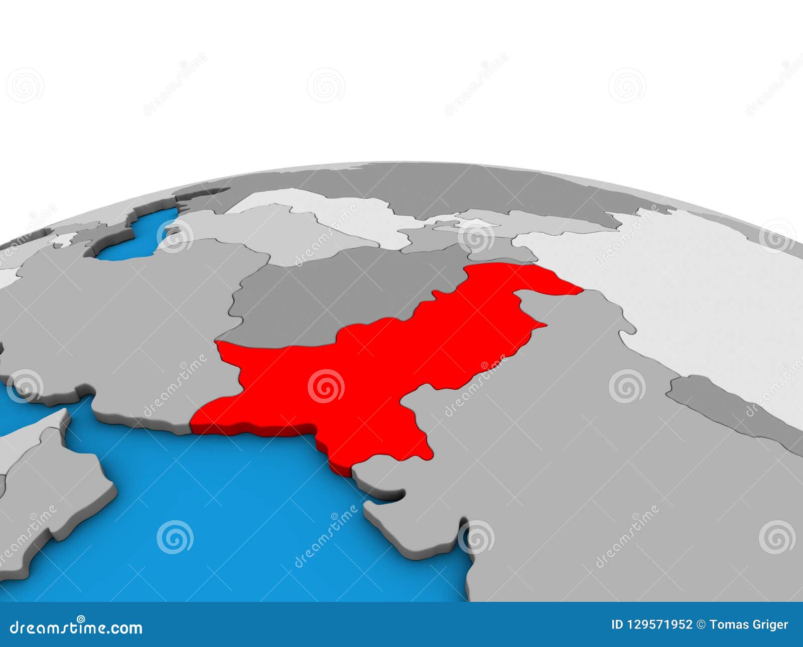Map of Pakistan on 3D Globe Stock Illustration - Illustration of ...