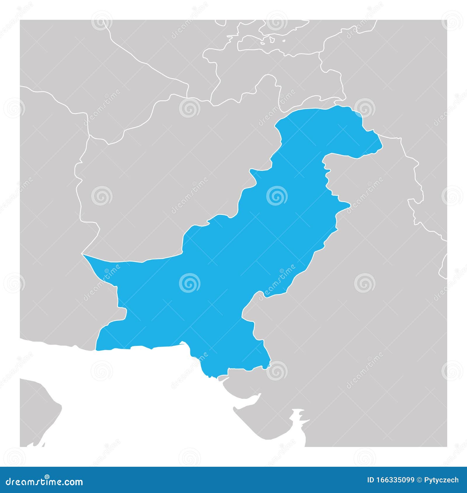 Map of Pakistan Green Highlighted with Neighbor Countries Stock Vector ...