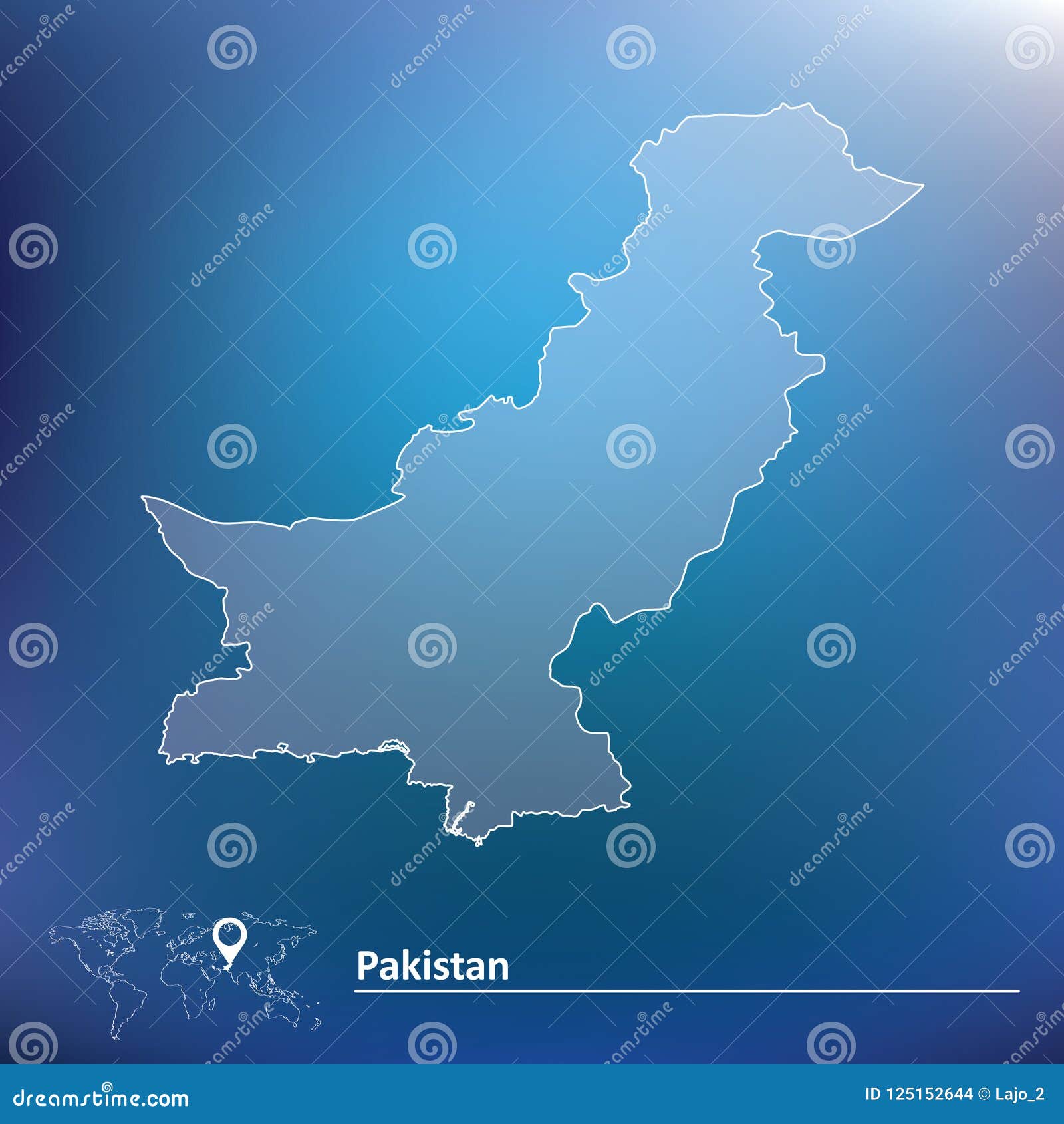 Map of Pakistan stock vector. Illustration of islamic - 125152644
