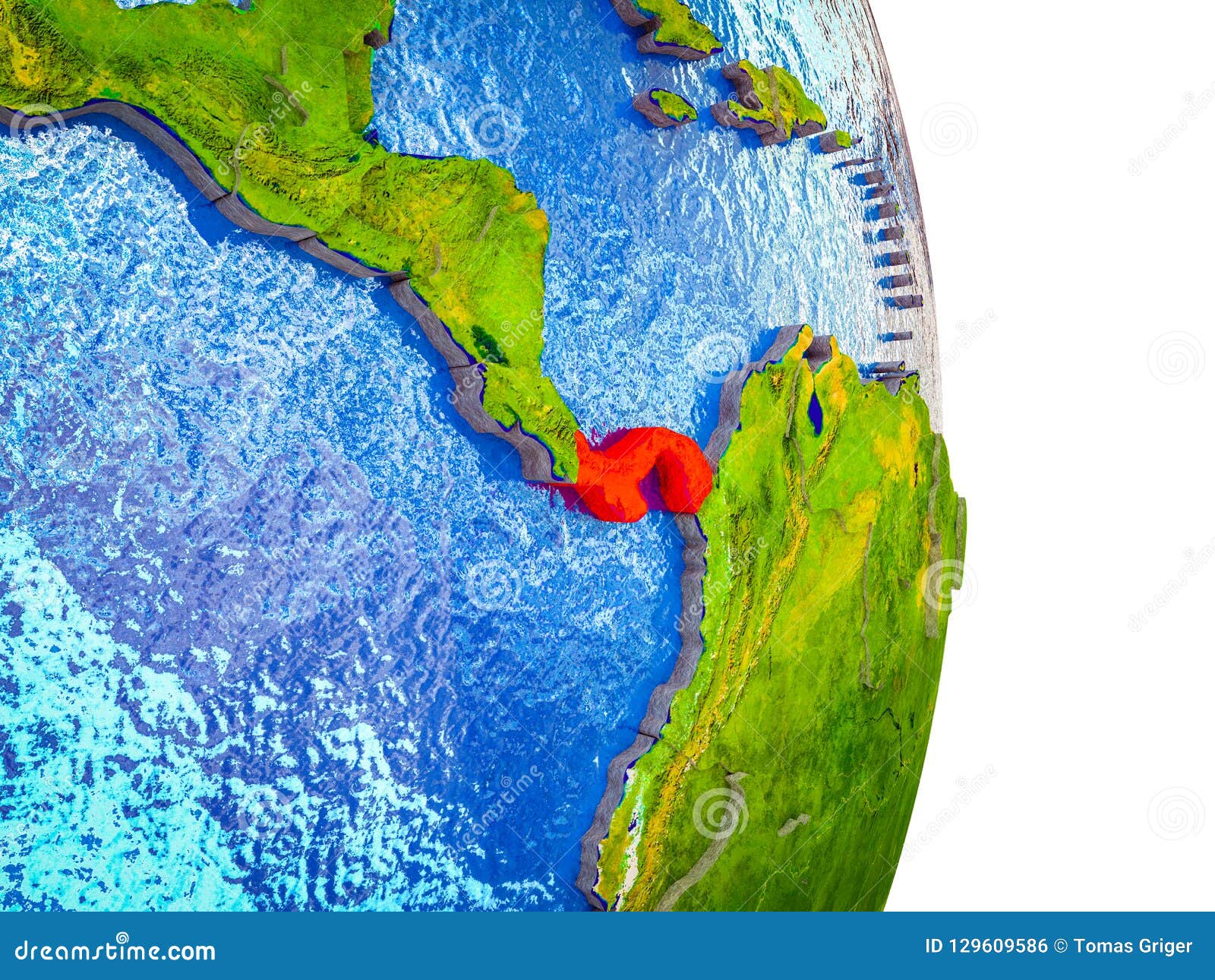 Map of Panama on 3D Earth stock illustration. Illustration of ...