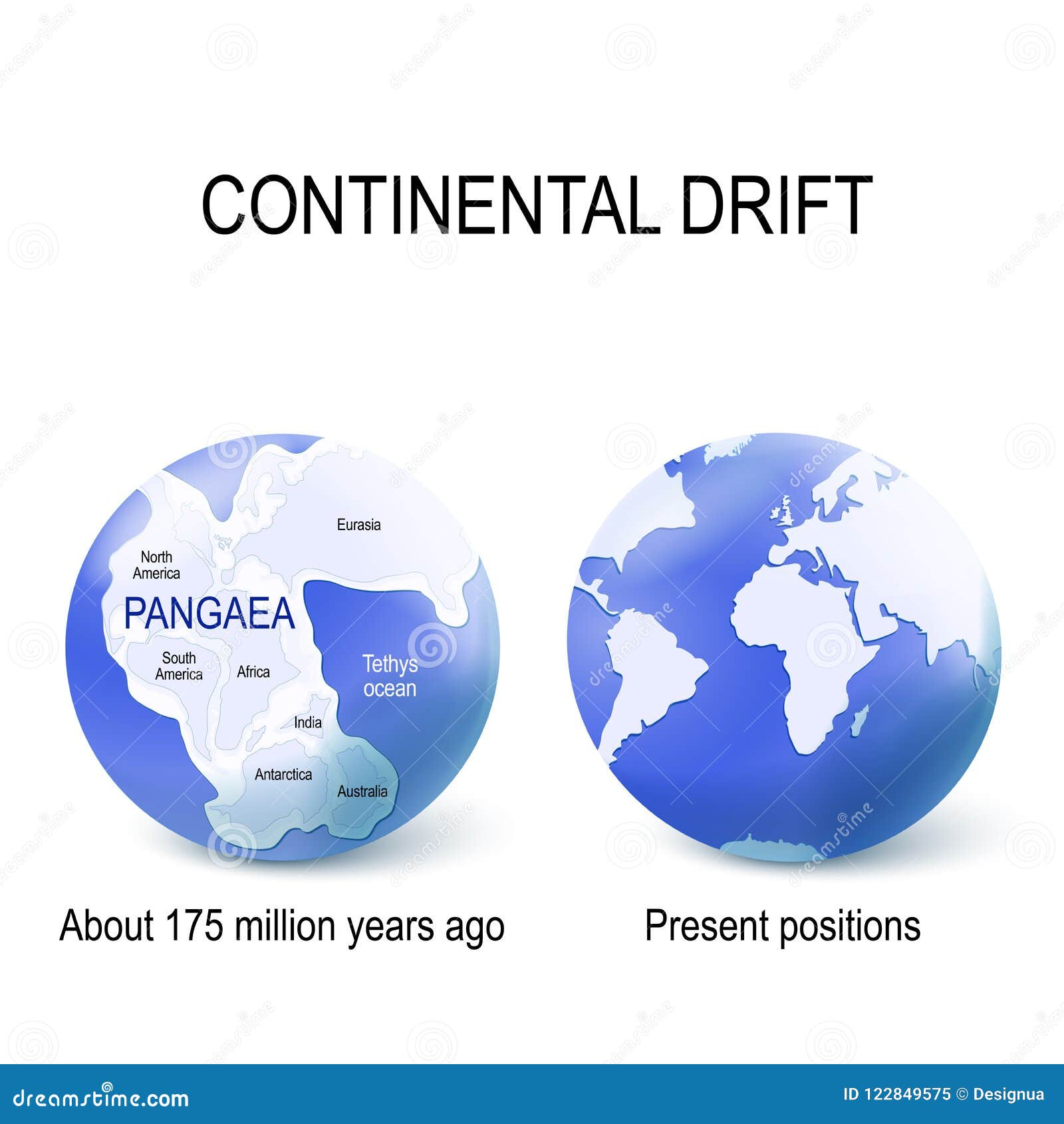Map of Pangaea on Globe with Modern Continental Borders Stock Vector ...