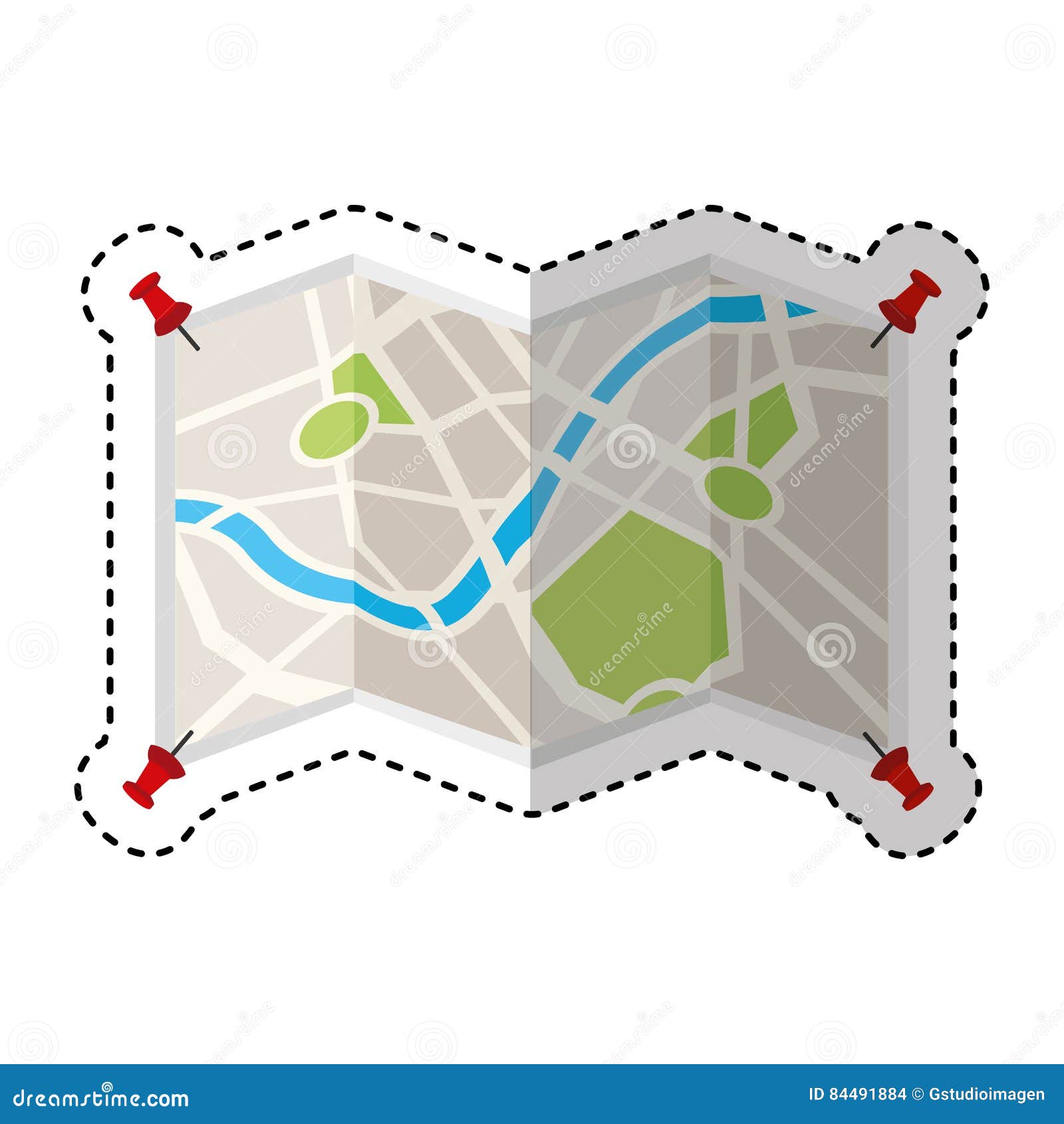 Map Paper Guide Isolated Icon Stock Illustration - Illustration of ...