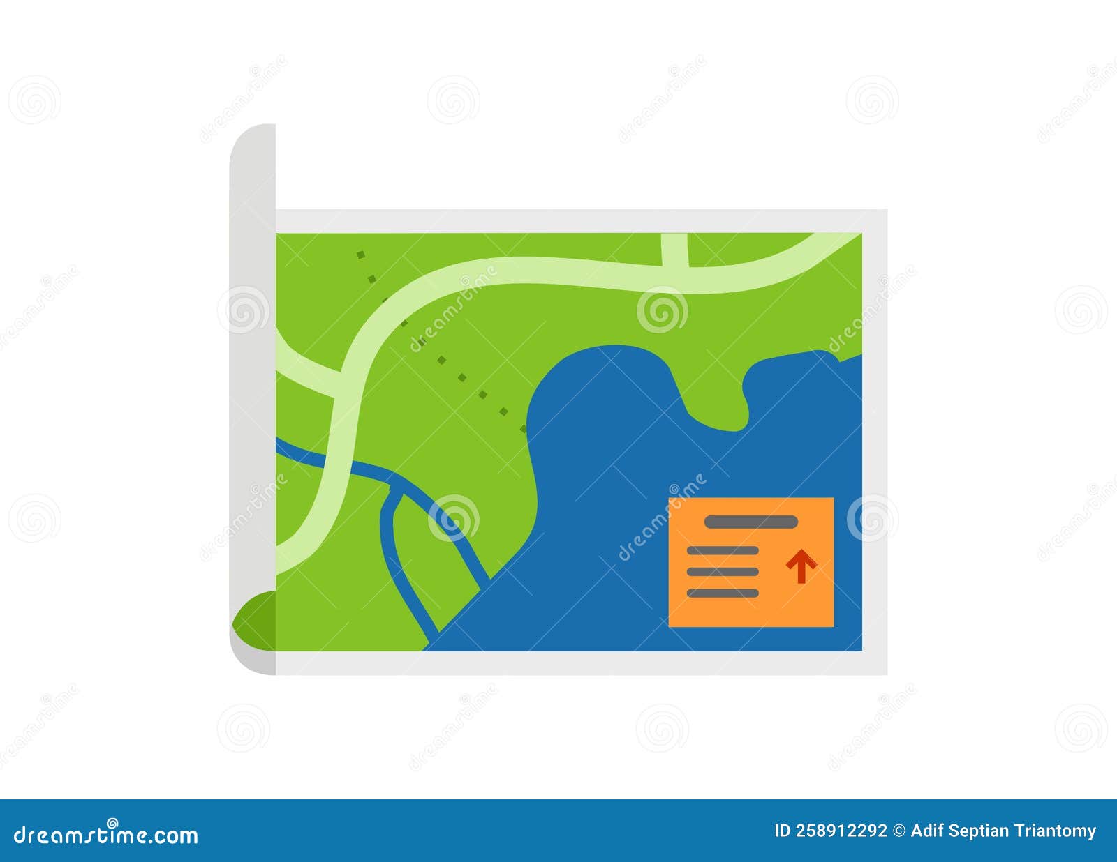 Map Paper. Rolled Map Paper on the Left Side. Simple Flat Illustration ...