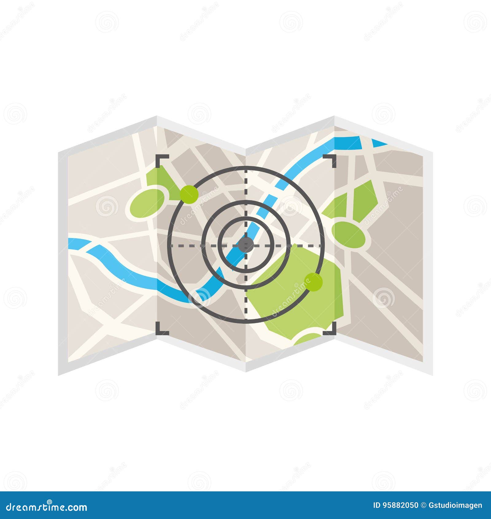 Map paper with target stock vector. Illustration of paper - 95882050