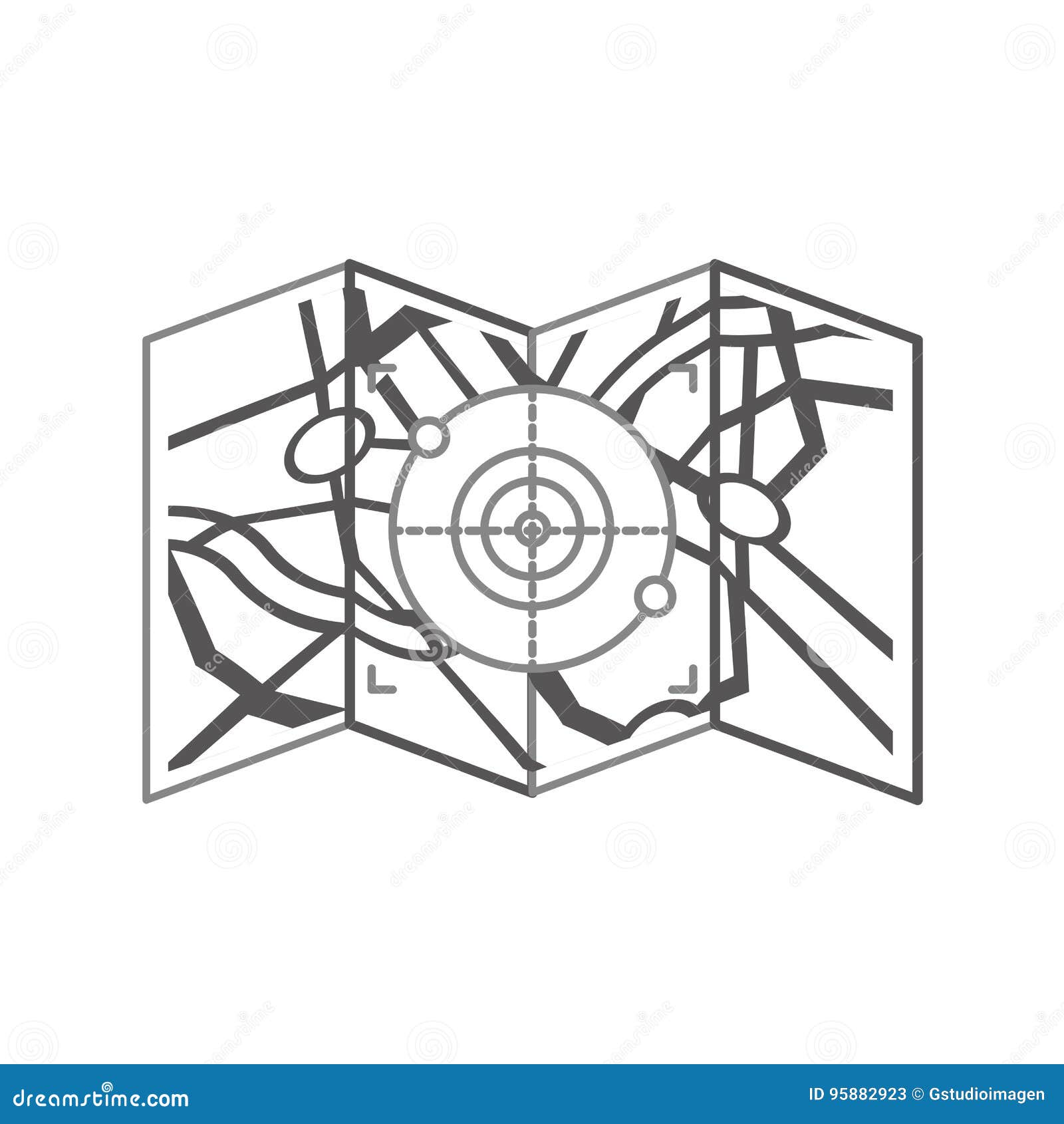 Map paper with target stock vector. Illustration of concepts - 95882923