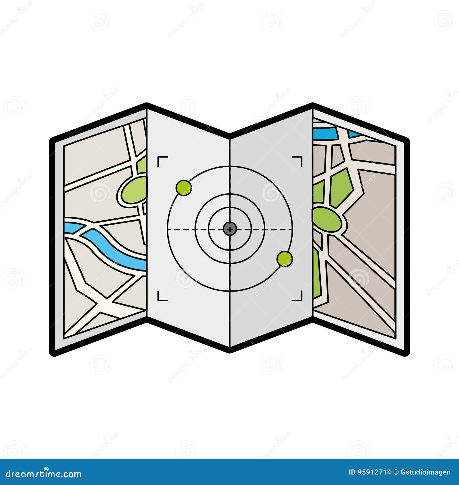 Map paper with target stock vector. Illustration of journey - 95912714