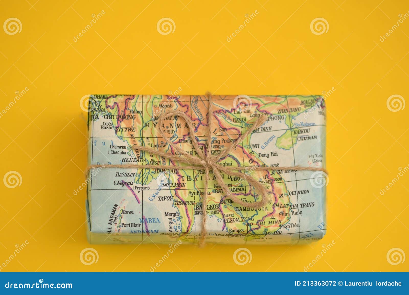 Map Paper Travel Concept with Gift Box Stock Photo - Image of ...