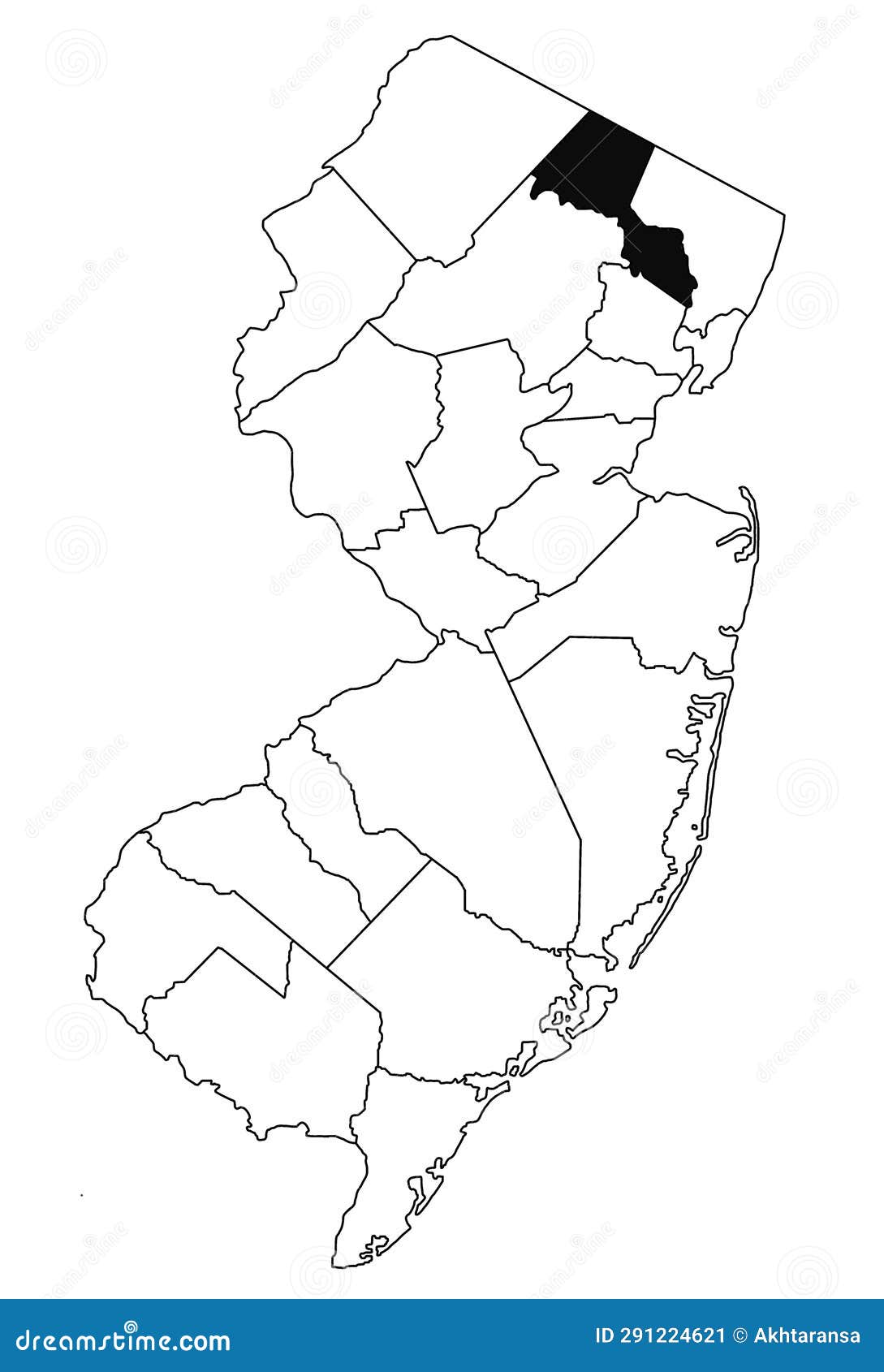 Map of Passaic County in New Jersey State on White Background. Single ...