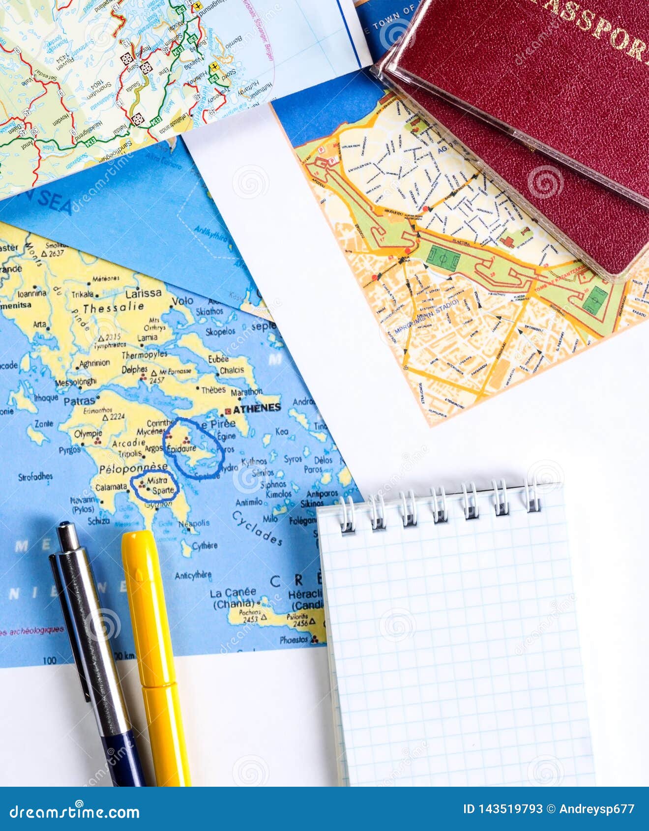 Map, Passport, Camera and Notepad Stock Image - Image of note, camera ...