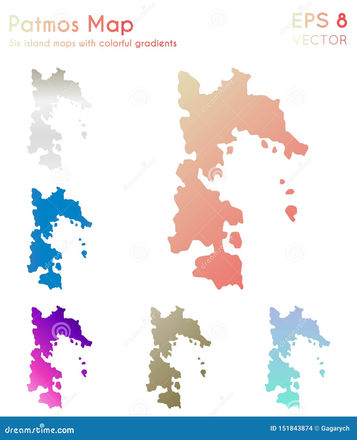 Map of Patmos with Beautiful Gradients. Stock Vector - Illustration of ...
