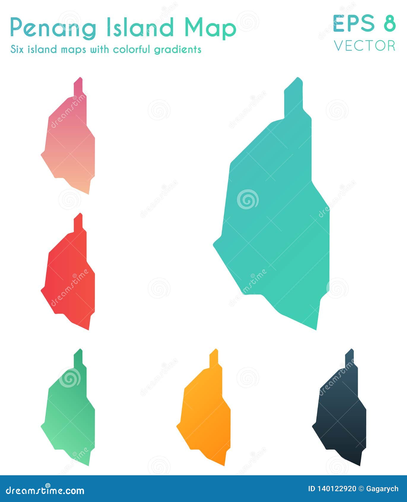 Map of Penang Island with Beautiful Gradients. Stock Vector ...