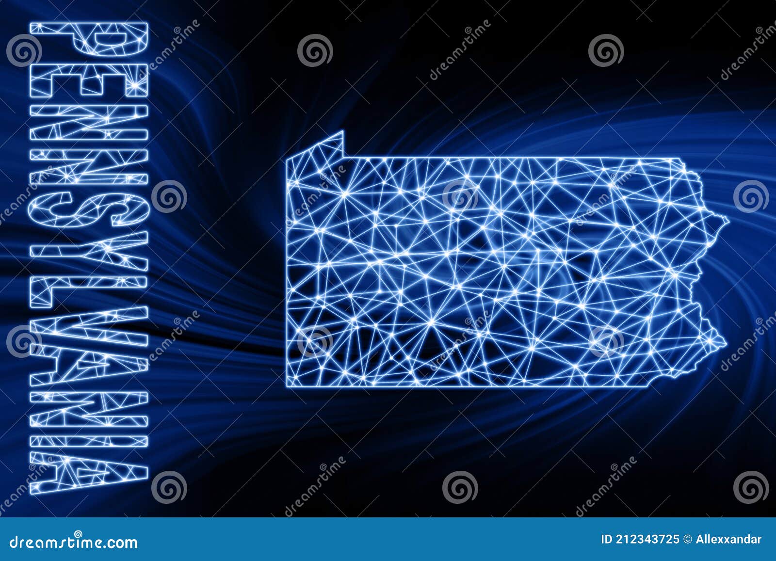Pennsylvania Line Map Cartoon Vector | CartoonDealer.com #210665375