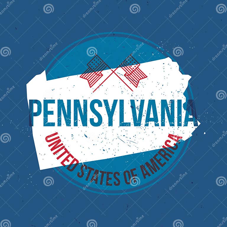 Map of Pennsylvania State Label. Vector Illustration Decorative Design ...