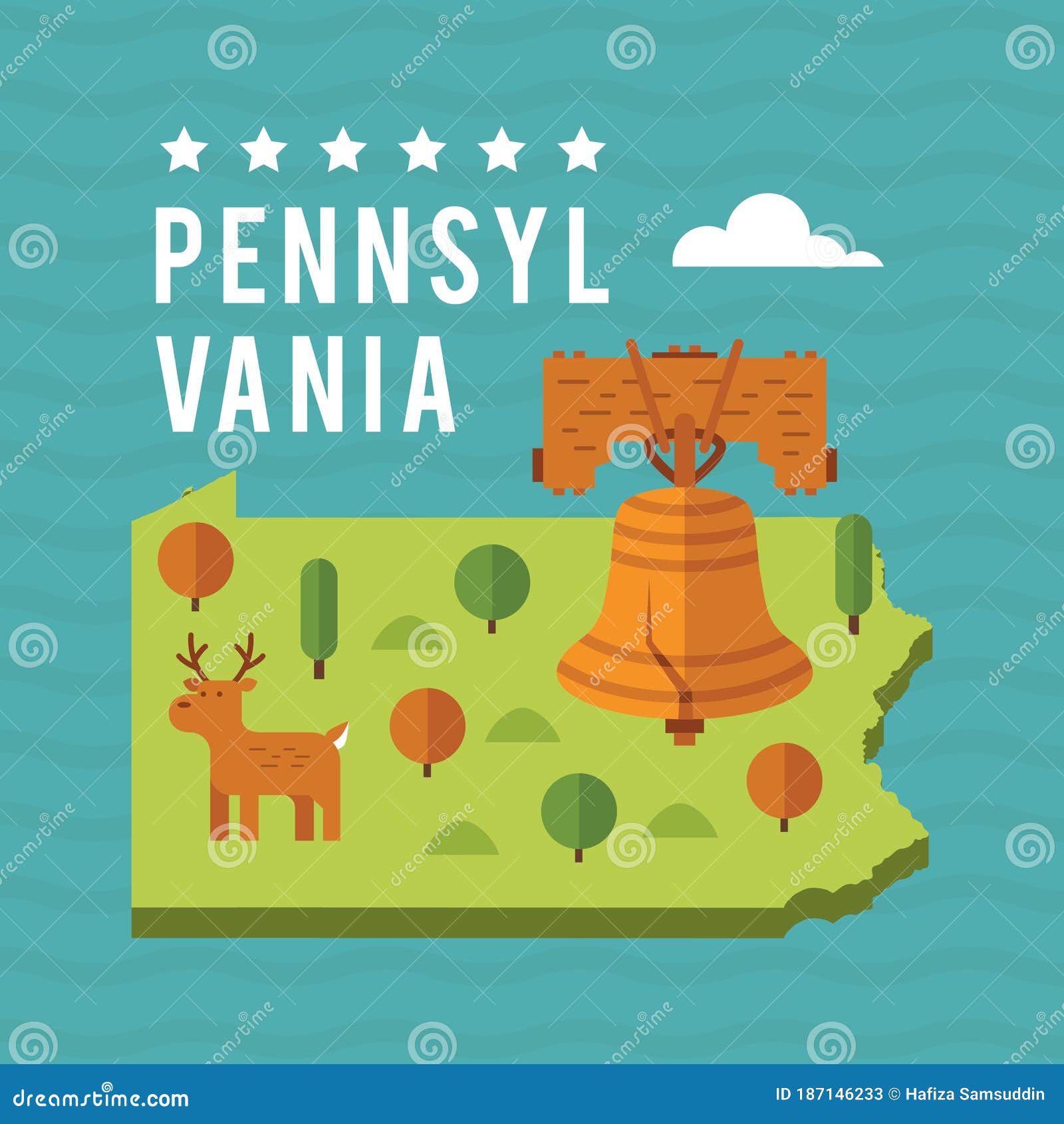 Map of Pennsylvania State. Vector Illustration Decorative Design Stock ...