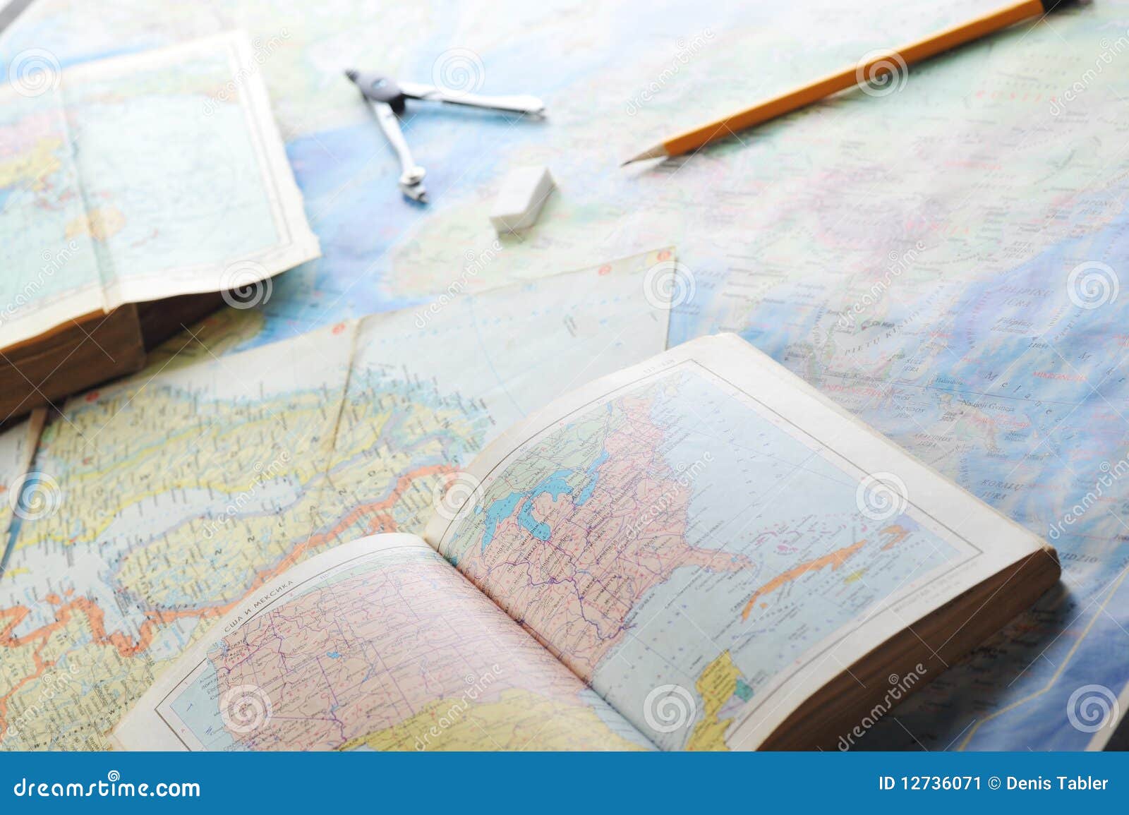Map and pensil stock image. Image of eastern, east, topography - 12736071