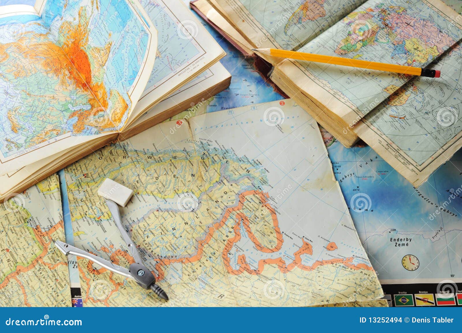 Map and pensil stock photo. Image of road, concepts, selective - 13252494