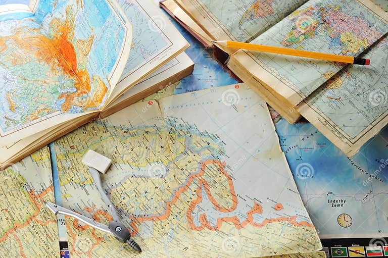 Map and pensil stock photo. Image of road, concepts, selective - 13252494