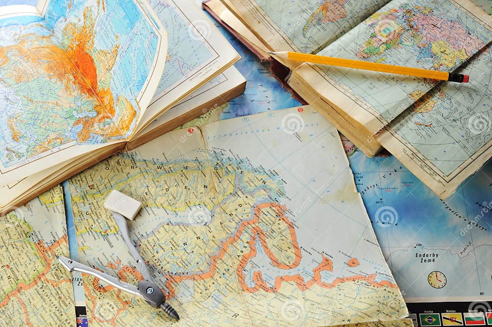 Map and pensil stock photo. Image of road, concepts, selective - 13252494