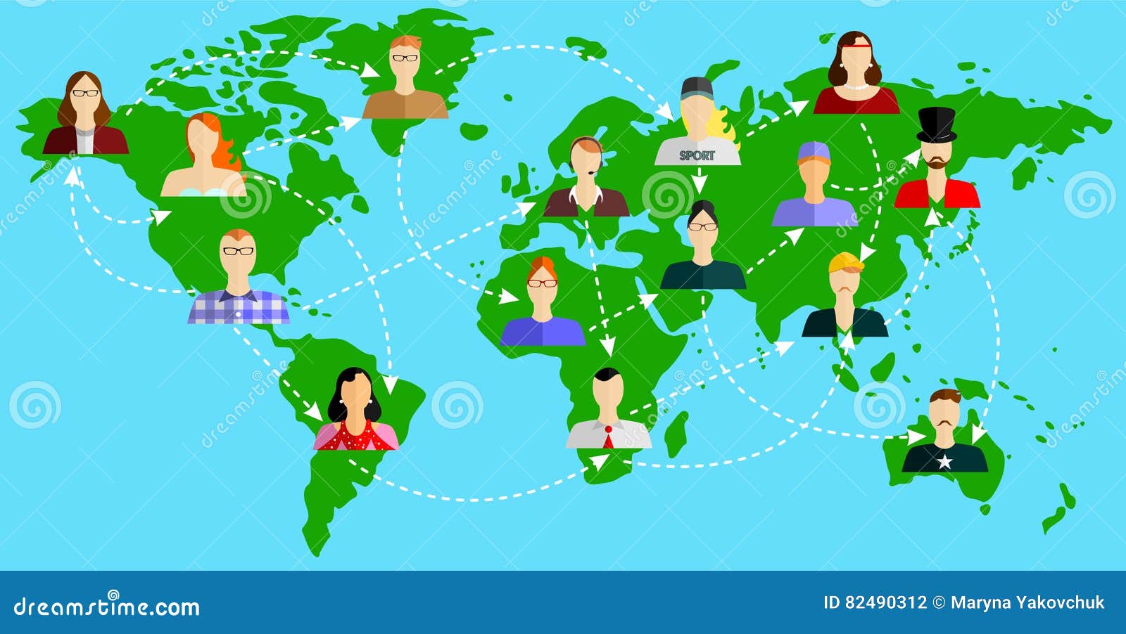 Map and people stock vector. Illustration of flat, ethnicity - 82490312
