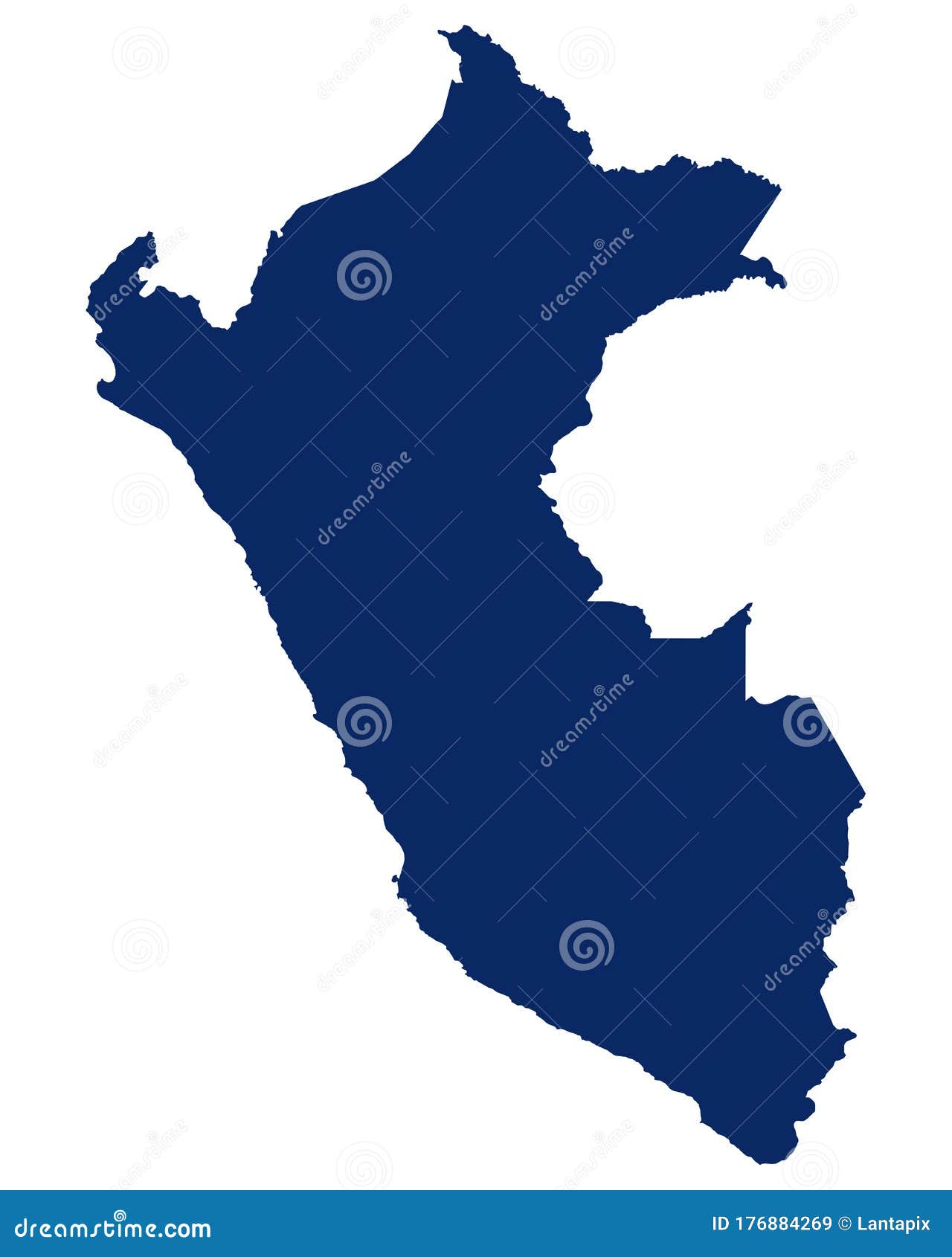Map of Peru in blue colour stock vector. Illustration of advertisement ...