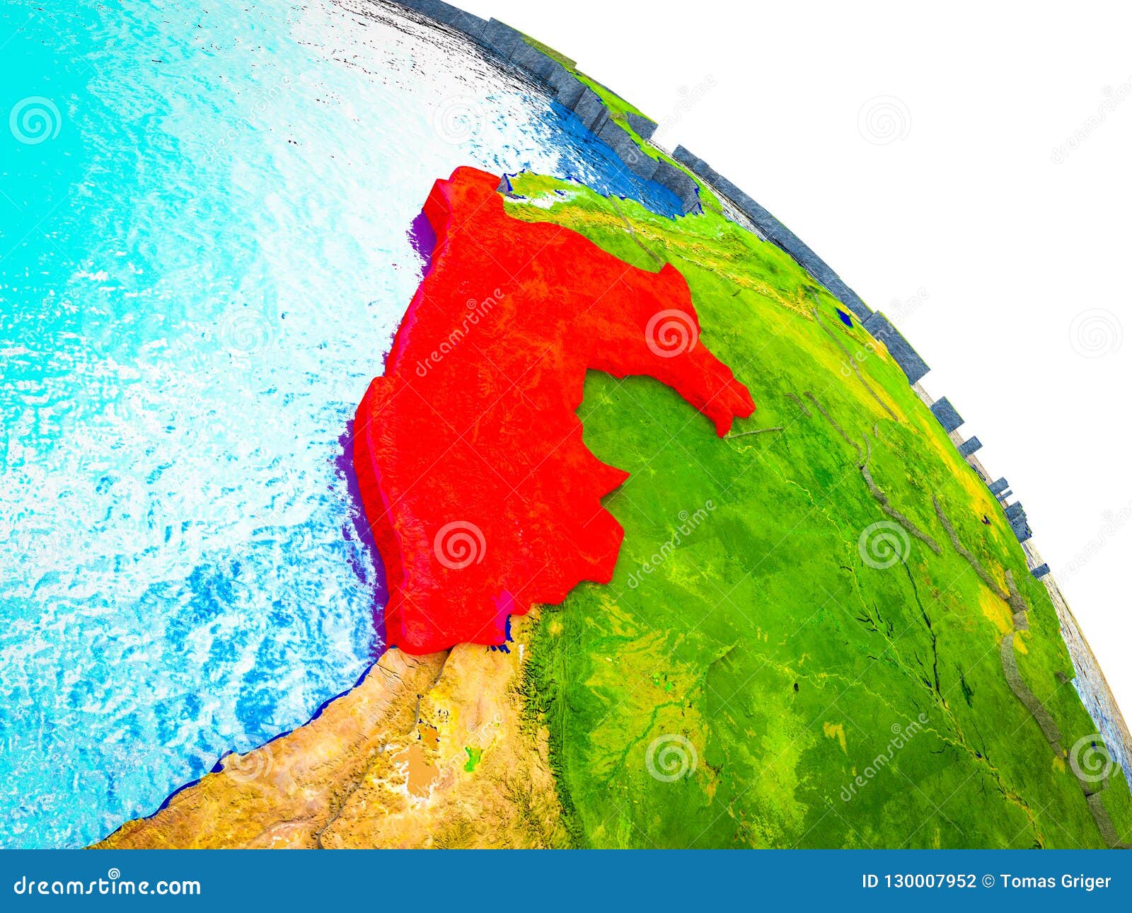 Map of Peru on 3D Earth stock illustration. Illustration of american ...