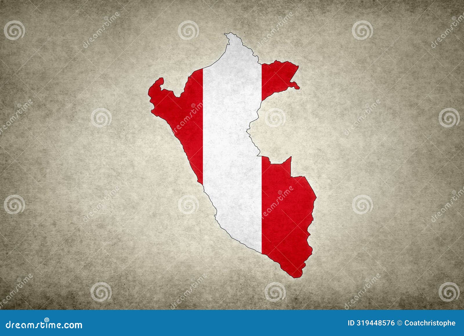 Map of Peru with Its Flag on a Paper Stock Illustration - Illustration ...
