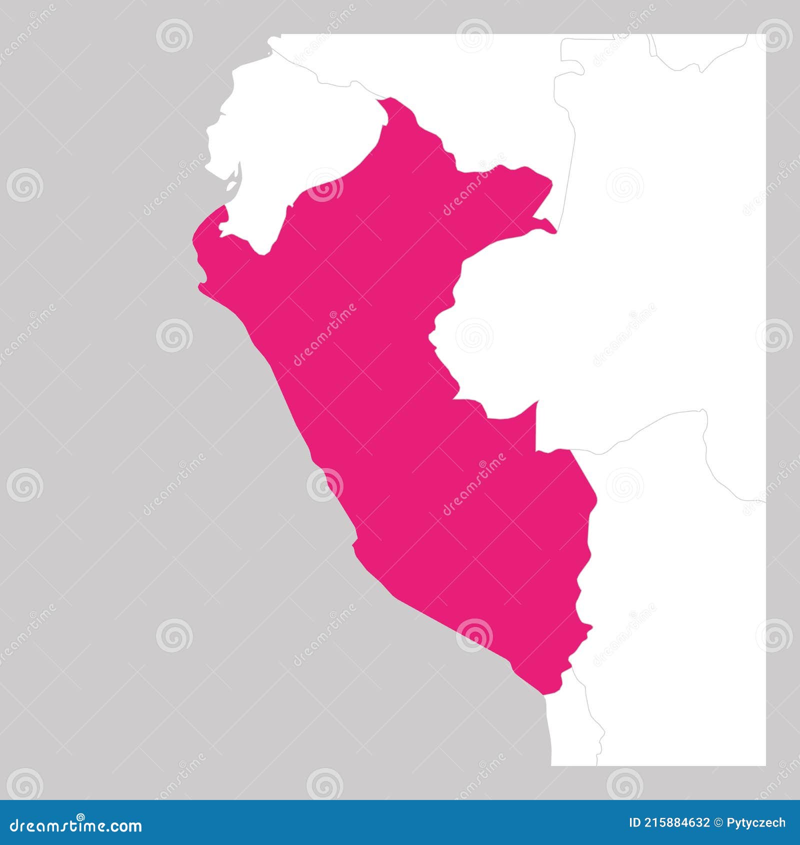 Map of Peru Pink Highlighted with Neighbor Countries Stock Vector ...