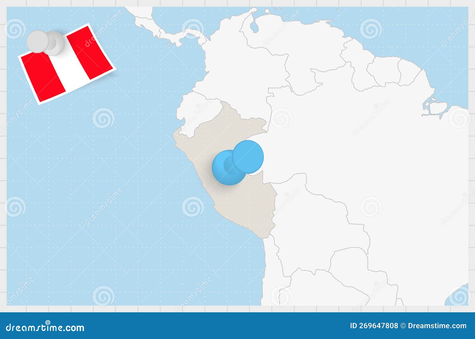 Map of Peru with a Pinned Blue Pin. Pinned Flag of Peru Stock Vector ...