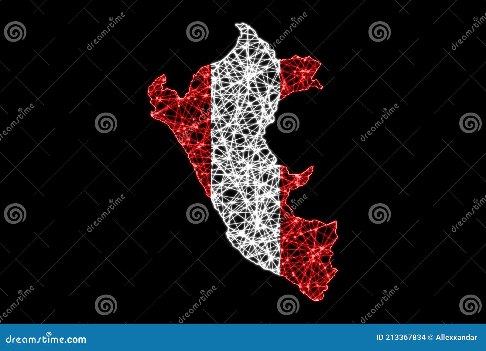 Map of Peru, Polygonal Mesh Line Map Stock Illustration - Illustration ...