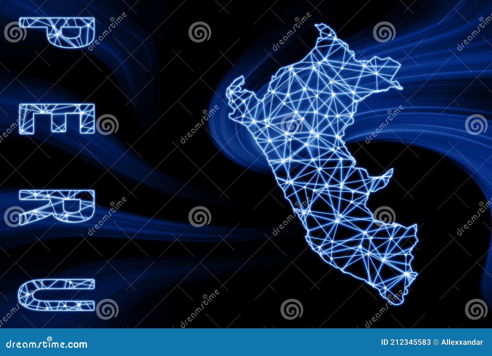 Map of Peru, Polygonal Mesh Line Map Stock Illustration - Illustration ...
