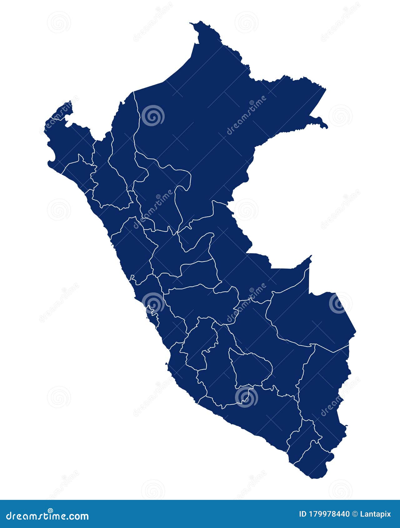 Map of Peru with Regions and Borders Stock Vector - Illustration of ...
