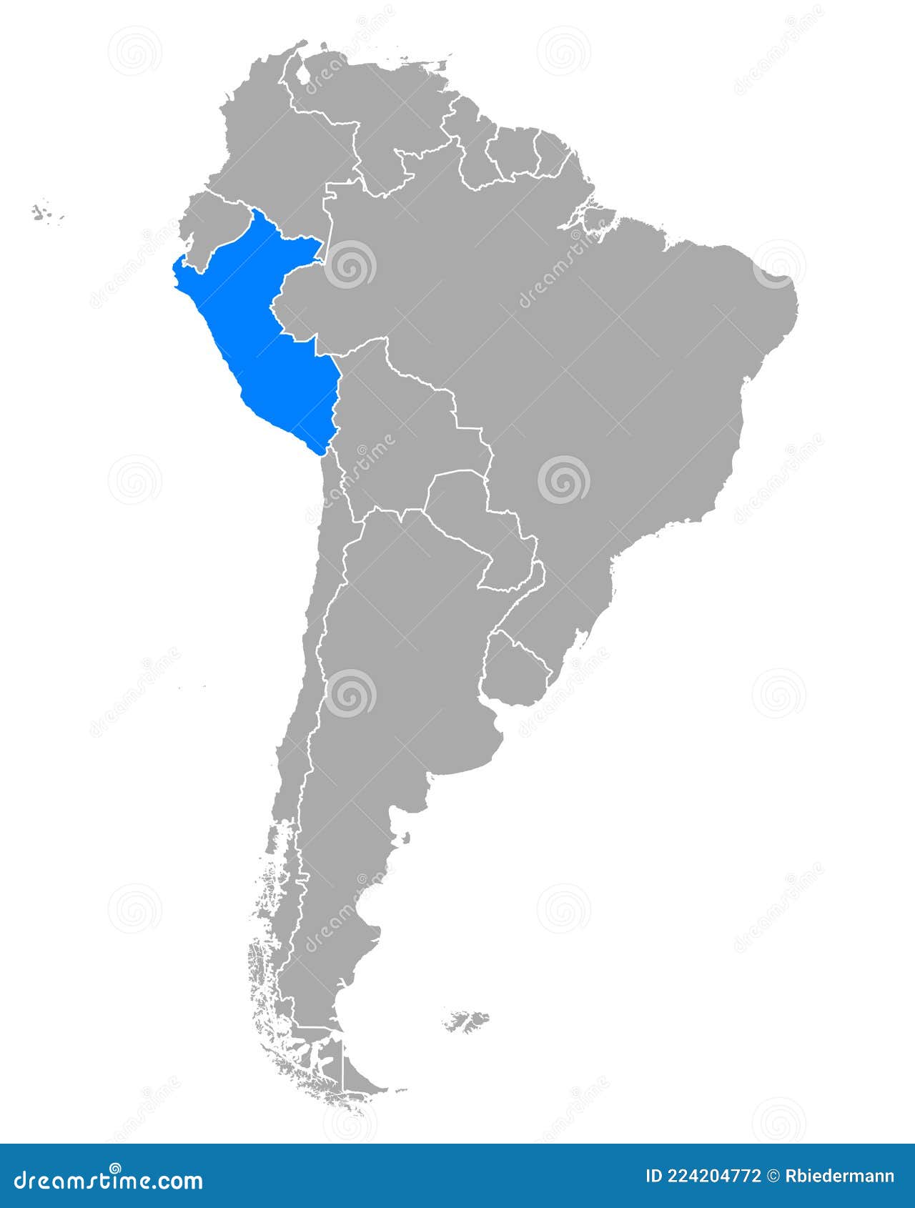 Map of Peru in South America Stock Vector - Illustration of cartography ...