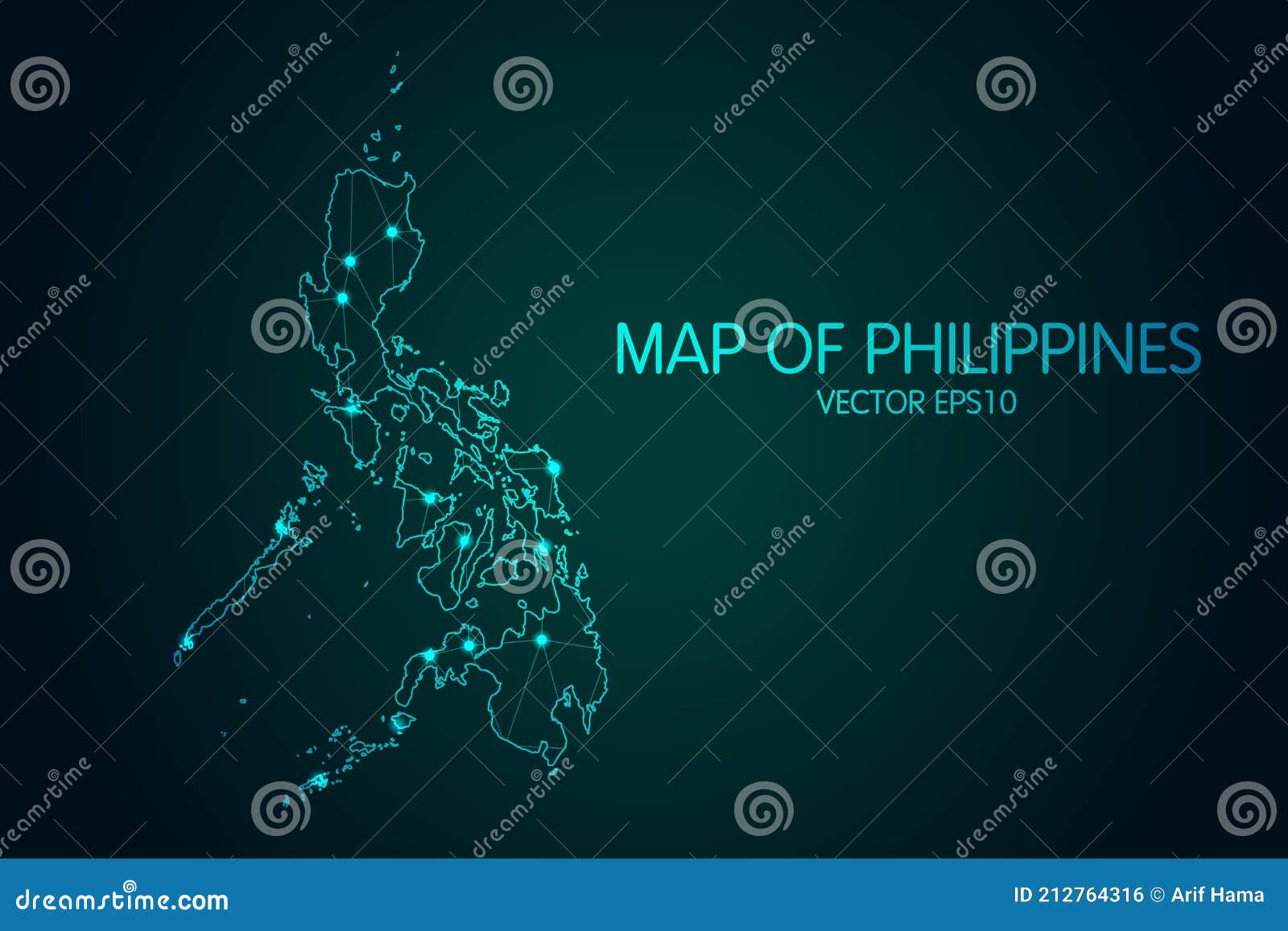 Map Of Philippines - With Glowing Point And Lines Scales On The Dark ...