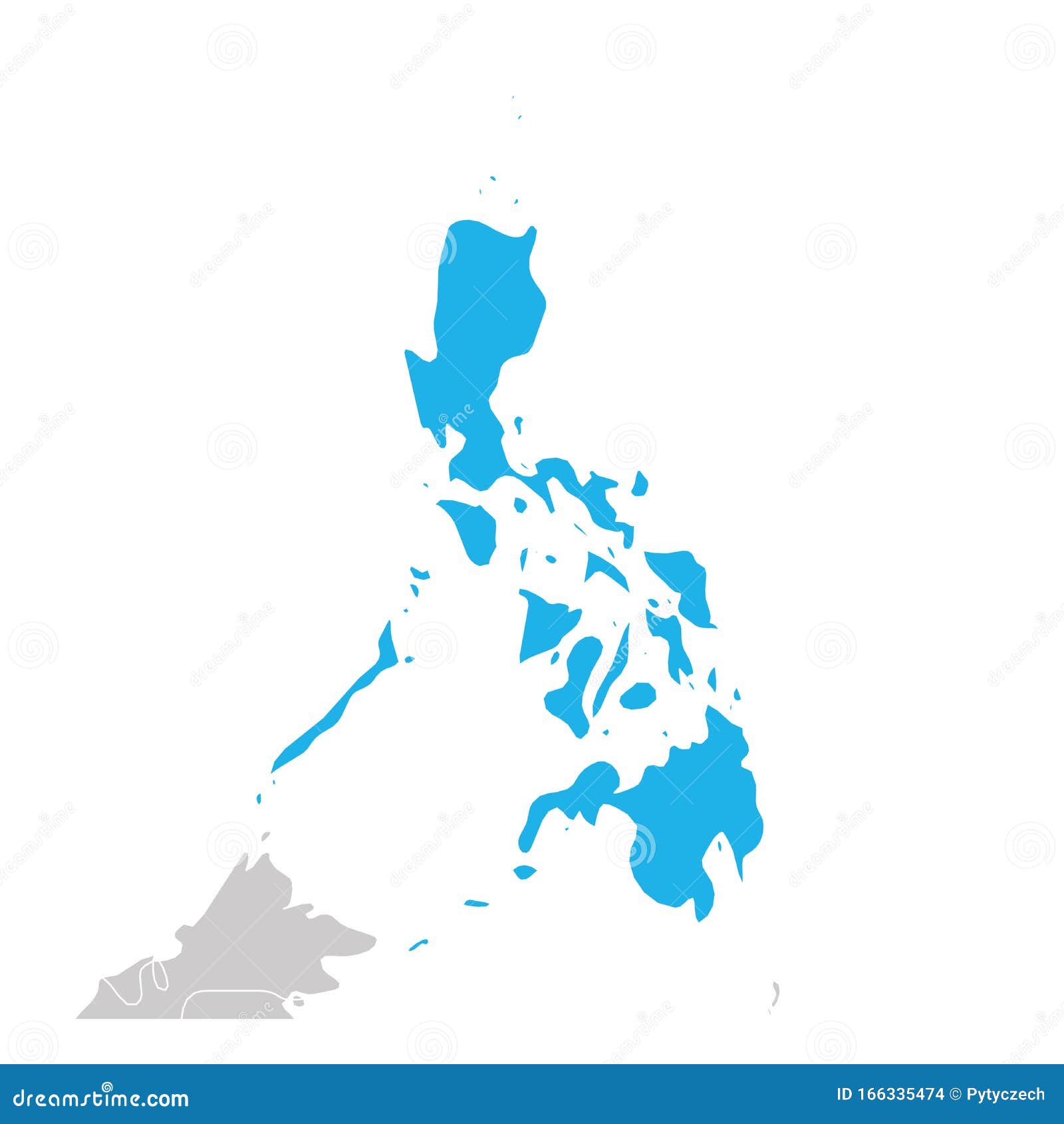 Map of Philippines Green Highlighted with Neighbor Countries Stock ...