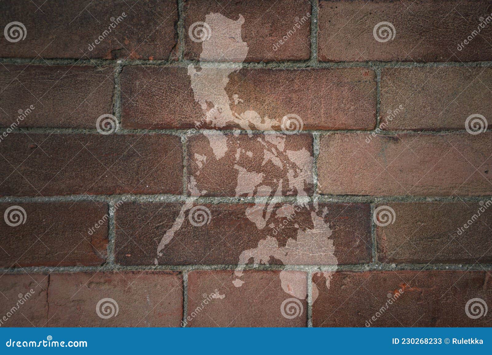 Map of Philippines on a Old Brick Wall Stock Illustration ...