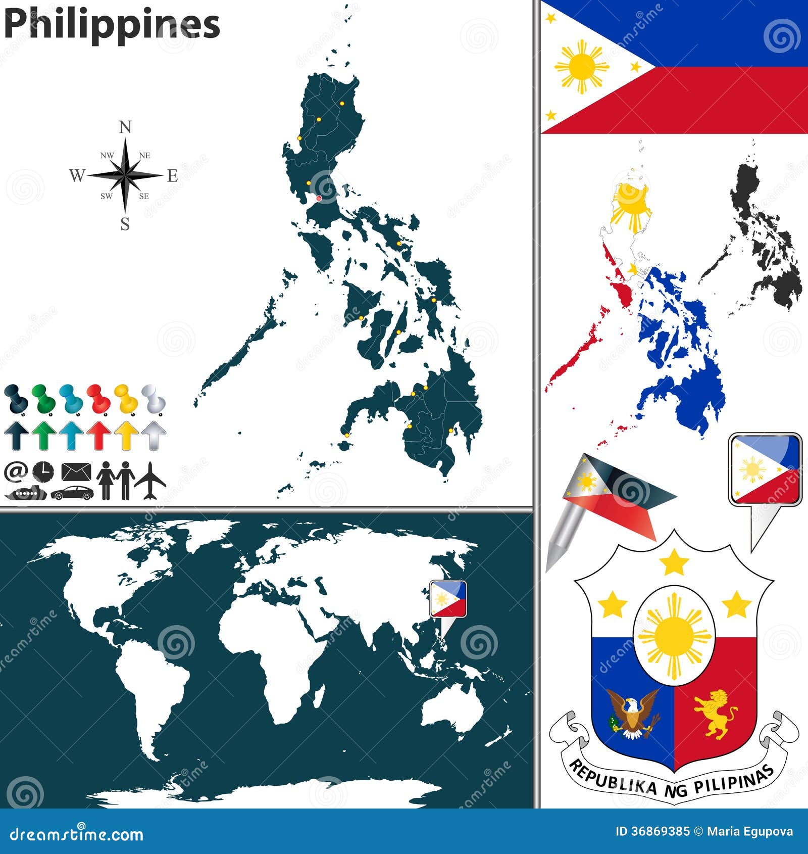 Map of Philippines stock vector. Illustration of manila - 36869385