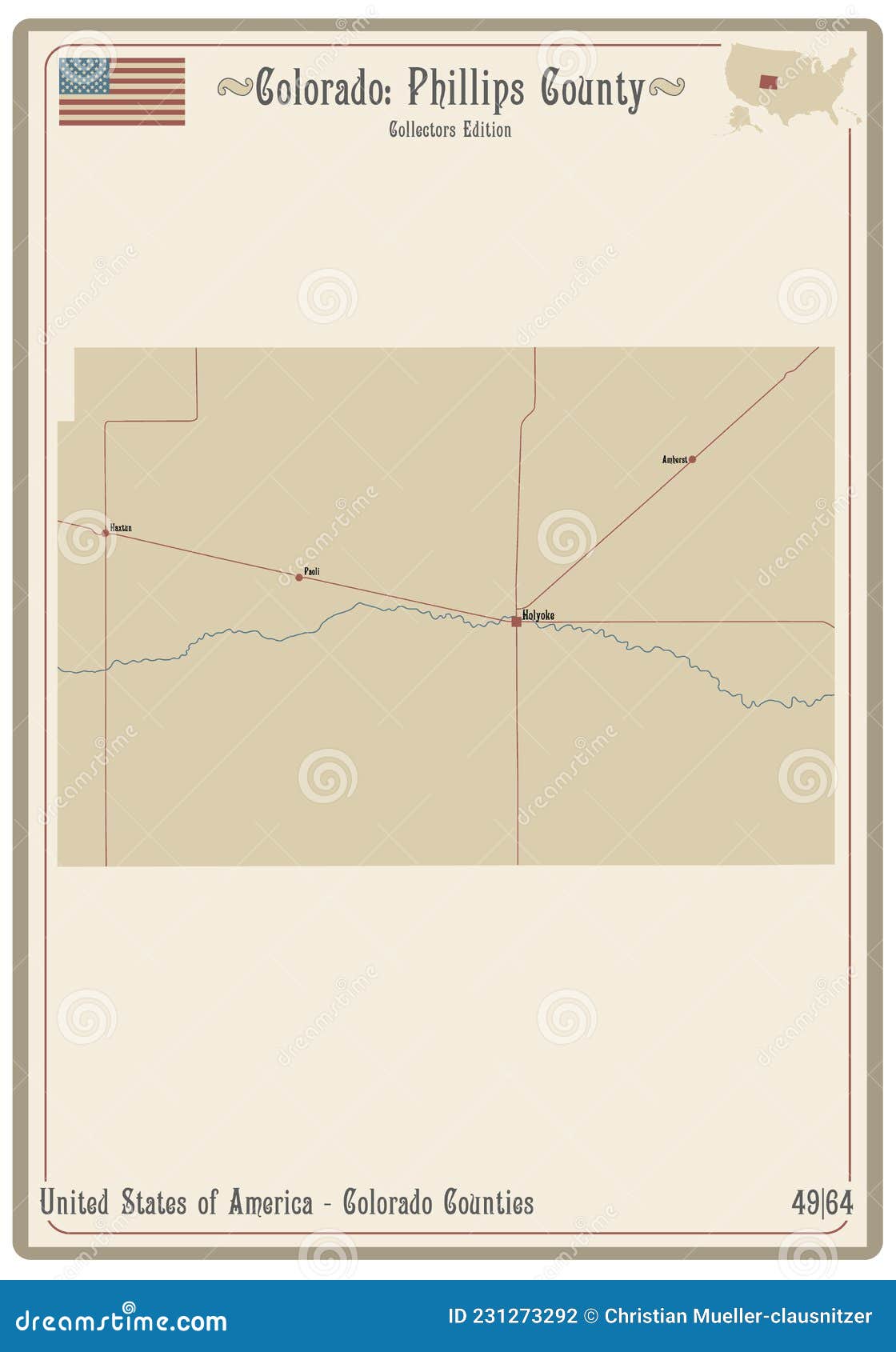 Map of Phillips County in Colorado Stock Vector - Illustration of city ...