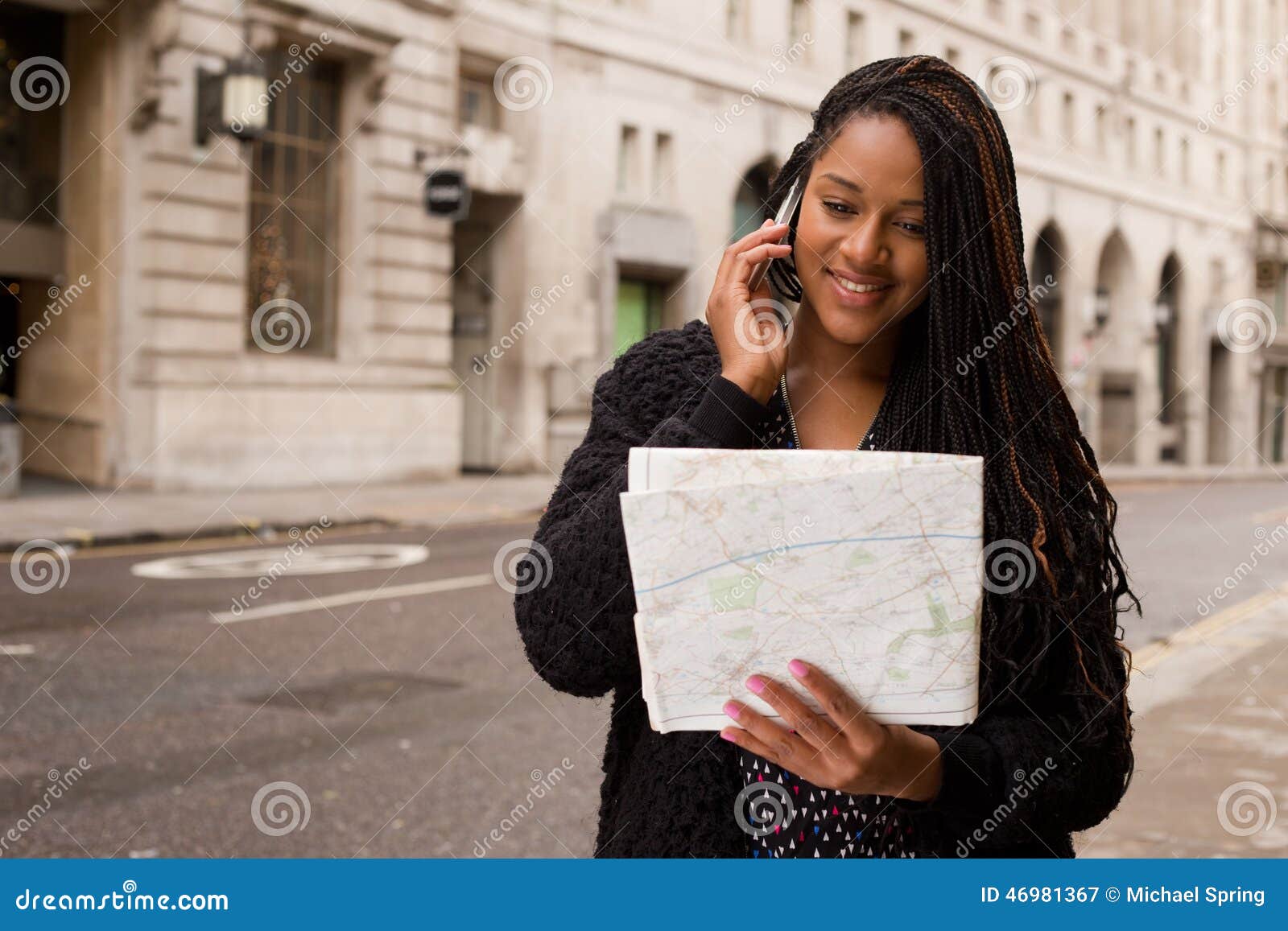 Map and phone call stock image. Image of person, beautiful - 46981367