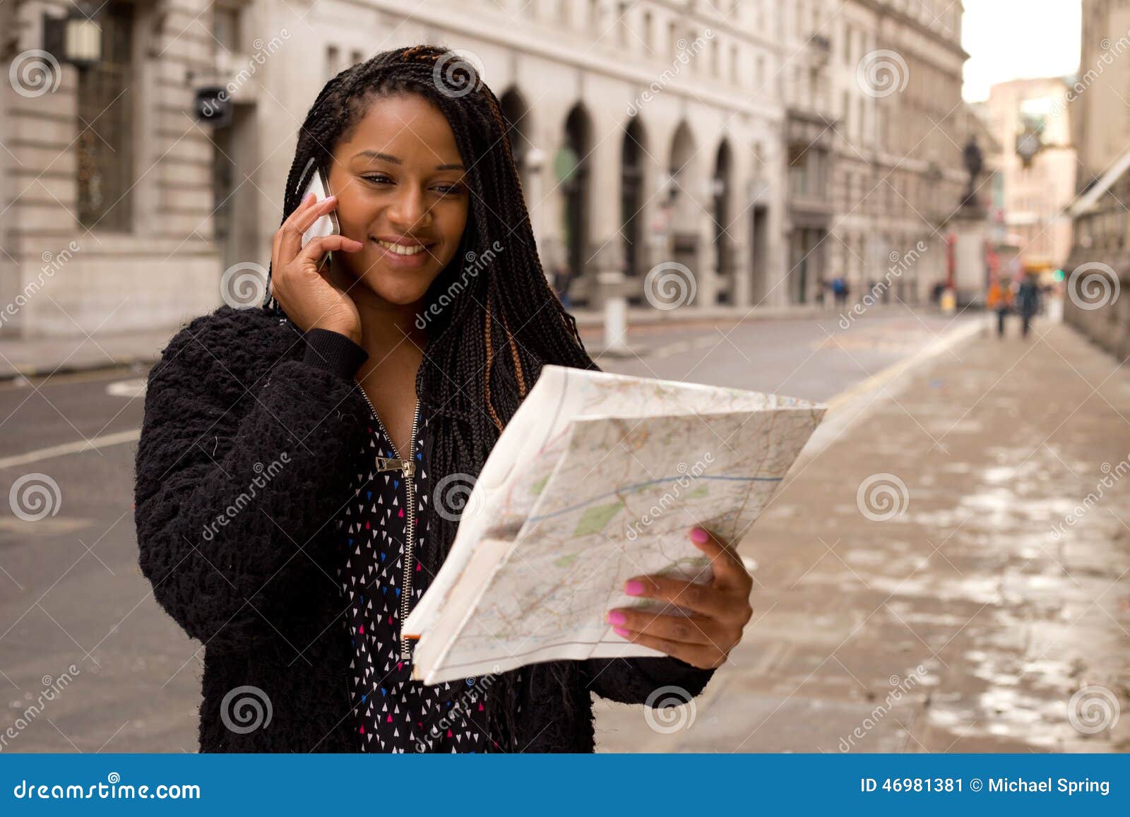 Map and phone call stock image. Image of destination - 46981381