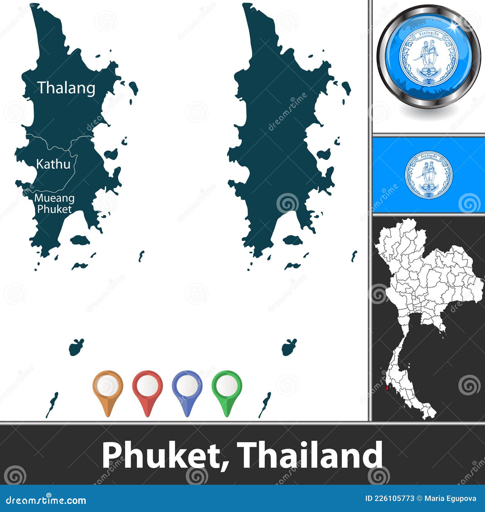 Map of Phuket, Thailand stock vector. Illustration of location - 226105773
